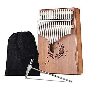 LEKATO Portable 17 KEY Kalimba, Solid Wood Thumb Piano Mbira Finger Piano Beginners C Key with Music Book, Tuning Hammer, Storage bag, Christmas Gifts for Children/Teenagers/Music Lovers