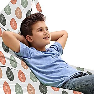Ambesonne Salmon Lounger Chair Bag, Simple Leaves Drawing in Autumnal Tones Pattern, High Capacity Storage with Handle Container, Lounger Size, Salmon Multicolor