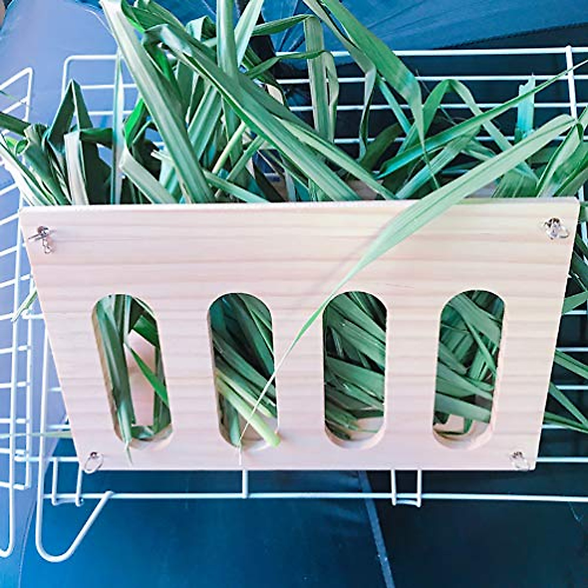 Tfwadmx Bunny Hay Feeder Rabbit Food Dispenser Wooden Hay Manger Rack Holder Minimizing Waste for Guinea Pig Chinchilla Hamster