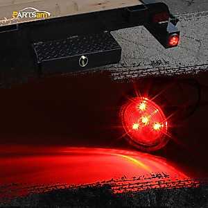 Partsam 5pcs 2 inch Red 4 LED Round Sealed Trailer Clearance Marker Light [DOT Approved] Mount Grommet/Pigtails Hardwired