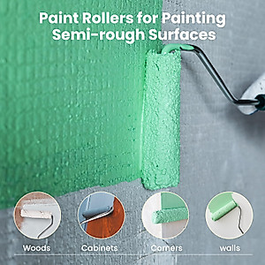 Mister Rui Microfiber Paint Roller Covers 4 Inch, 40 Pack Small Paint Roller Covers with Roller Frame Kit, Mini Paint Rollers for Painting Walls, Paint Supplies for House Painting