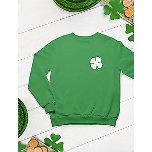 Tstars St Patricks Day Sweatshirt Women Four Leaf Clover Irish Shamrock Sweatshirts Medium Green