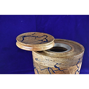 Round Blue urn Wooden Urn Box Lichtenberg Figure Resin Urn Cremation Urn for Human Ashes Adult Funeral Urn for Ashes pet Loss Gift Sympathy Gift Memorial Urn Fractal Burning Urn (up to 220 lbs)