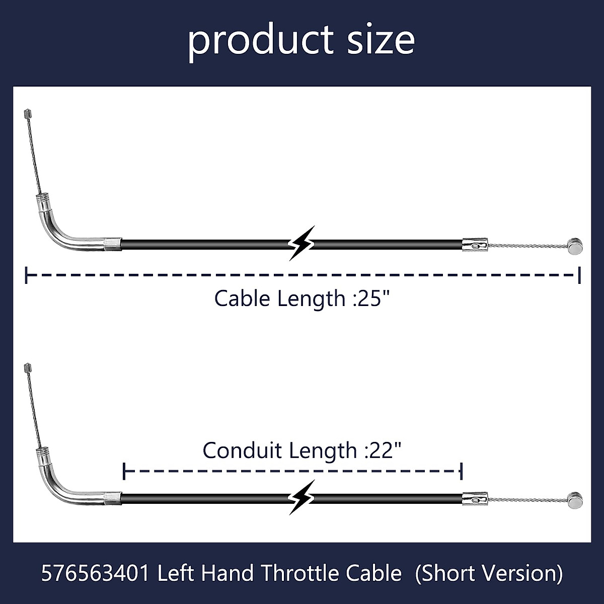 HASMX 576563401 Left Hand Throttle Cable for Husqvarna 560BFS, 570BFS & 580BFS Backpack Leaf Blowers for RedMax EBZ7500 & EBZ8500 Backpack Leaf Blowers - Length 26'' Left Hand ONLY
