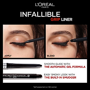 L'Oreal Paris Infallible Grip Mechanical Gel Eyeliner Pencil, Smudge-Resistant, Waterproof Eye Makeup with Up to 36HR Wear, Brown Denim, 0.01 Oz