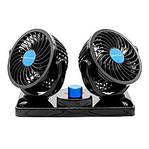 Electric Car Cooling Fan, Dual Head 12V 360 Degree Rotatable for Auto Truck Vehicle Boat