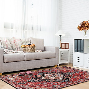 TOLORD Boho Persian 3x5 Rug Living Room Bedroom Area Rugs Non-Slip Large Rugs Washable Short Pile Rug for Living Room Bedroom Dining Room Luxury Carpet