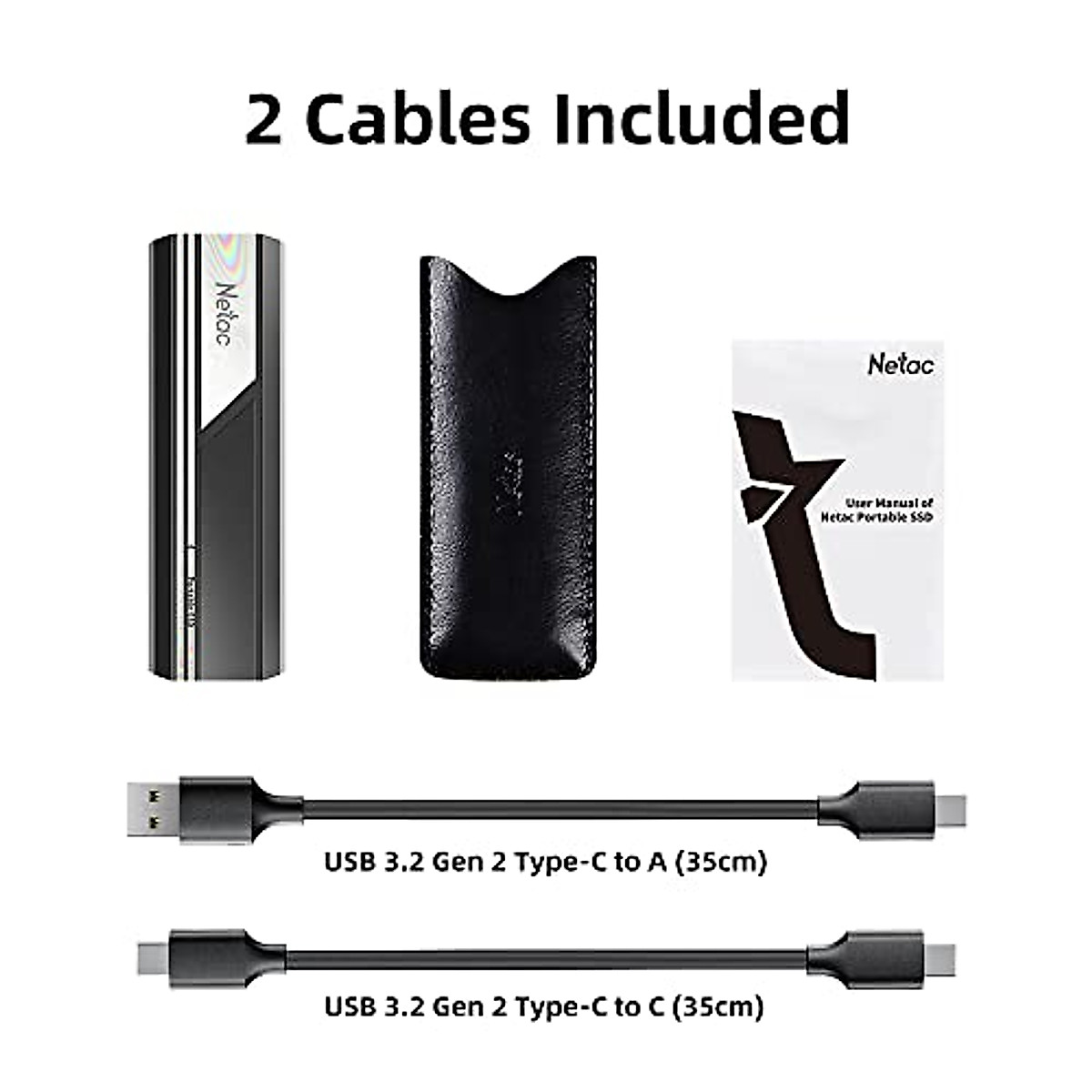 Netac 1TB Portable SSD, Up to 1050MB/s Read Speed, Type-C USB 3.2 Gen 2, External Solid State Drive, PCIe Gen3x4 NVMe 1.3, Business Travel Essential, Dust-Resistant, ZX10