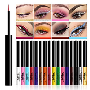 16 Color Matte Liquid Eyeliner Set,Glitter Gold Silver Eye Liners Waterproof High Pigmented Long Lasting Eyeliner Pencil Eye Makeup Kit