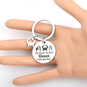 TGBJE Villains Evil Queen Gift My Favorite Evil Queen is my Mother Keychain Villains Gift Witches Gift Movie Inspired Gift (evil queen kc)