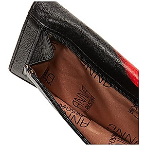 Anna by Anuschka Women's Hand-Painted Genuine Leather Two Fold Clutch Wallet - Stars and Stripes Black
