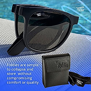 Foldies Remix Folding Sunglasses Polarized, UV400, UVA, UVB Protection for Men Women, Folding Sunglasses Leather Case