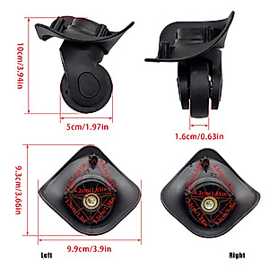 1 Pair Luggage Suitcase Wheel, A08 Trunk Luggage Wheel Spare Part (W041-2 Small) Plastic 360 Swivel Universal Wheel Replacement Luggage Wheel for suitcases/Draw Bar Box