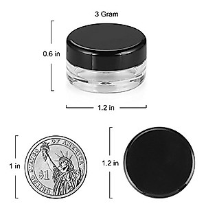 Accmor 50 Pieces 3g Empty Clear Plastic Sample Containers with Lids Cosmetic Jars with 5 Pieces Mini Spatulas