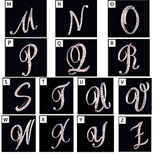 Letter Brooch Pins Initial Rhinestone Brooch for Women Crafts Silvery D