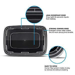 Freshware Meal Prep Containers 1 Compartment Food Storage Containers with Lids, Bento Box, BPA Free, Stackable, Microwave/Dishwasher/Freezer Safe (28 oz), 50 Count (Pack of 1)