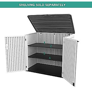 KINYING Metal Black Shelving for 48 Cu.ft Large Storage Shed, 51 in * 13 in, with Screws,Easy Assembly