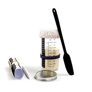 Sourdough Starter Jar for Sourdough Bread Baking, Sourdough Starter Kit With Date Marked Feeding Band, Thermometer, Scraper, Sourdough Container Sewn Cloth Cover & Metal Lid