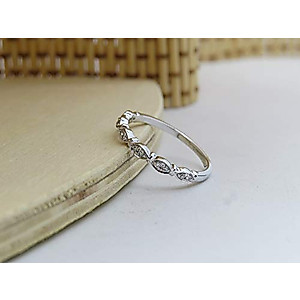 Dazzlingrock Collection 0.10 Carat (Ctw) Round Lab Grown White Diamond Women Wedding Stackable Band in 10K White Gold, Size 7