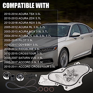 Somusen Timing Belt Kit with Water Pump Compatible with 2003-2018 Honda Accord Crosstour Odyssey Pilot Ridgeline MDX RDX RL TL TSX ZDX Saturn Vue 3.0L 3.5L 3.7L Replaces TKH002 TCKWP329 19200-RDV-J01