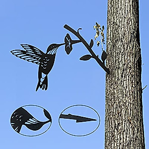 Steel Hummingbird Metal Bird Decoration, 1.2mm Thick Design Metal Birds Yard Decor Hummingbird Silhouette Garden Decor, Tree Art for Patio Outdoor Decorations