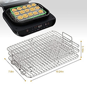 SIUDANGKA Air Fryer Rack for Ninja Foodi Grill XL Air Fryer, 304 Stainless Steel Multi-Layer Toast Rack Dehydrator Rack Air Fryer Accessories Compatible with Ninja FG551 IG651 Air Fryer