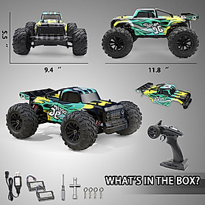 Losbenco High Speed RC Cars 40KPH for Adults, 1:16 Scale Remote Control Car, 4WD All Terrain Off-Road Monster RC Truck with Bright Headlight 2 Rechargeable Batteries for Kids and Adults