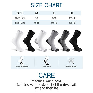 Airacker Athletic Socks Sport Running Calf Socks Performance Cushioned Breathable Crew Socks for Men Women(6 Pairs)