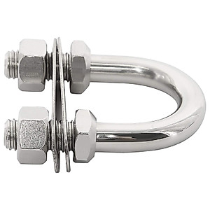 NovelBee 2pcs of Stainless Steel Stern Bow Eye Tie Down U Bolt with Hex Nuts and washers,Stock Dia. 3/7",Thread Length 1-1/4",Overall Length 3"
