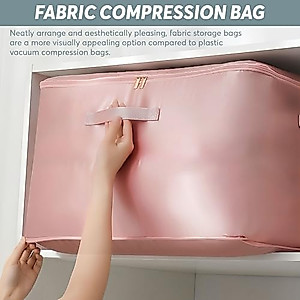 2 Pcs Ultra Space Saving Self Compression Organizer, Comforter Storage Bag, Moving Bag for Comforters, Clothes, Blankets, Bedding, College (X-Large, Gray)