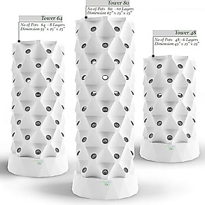 Nutraponics Hydroponics Tower - Hydroponics Growing System for Indoor Herbs, Fruits and Vegetables - Aeroponic Tower with Hydrating Pump, Timer, Adapter, Seeding Bed & Net Pots (Aqua 48)