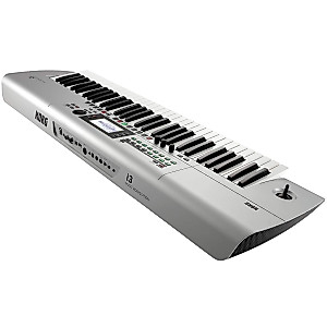 Korg i3 Music Workstation - Matte Silver Bundle with Adjustable Stand, Bench, Sustain Pedal, Instructional Book, Austin Bazaar Instructional DVD, and Polishing Cloth