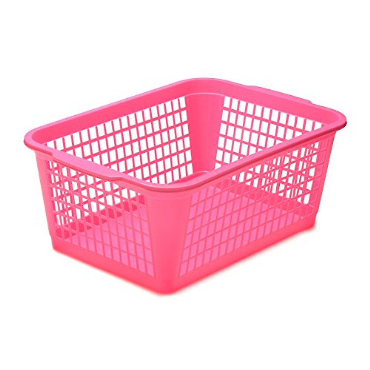 YBM HOME Plastic Perforated Storage Basket Bin Office Drawer, Shelf Desktop Countertop Tray Organizer 32-1184 (1, Pink)