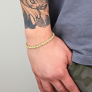 Nuragold 14k Yellow Gold 5mm Rope Chain Diamond Cut Bracelet, Mens Womens Jewelry 7" 7.5" 8" 8.5" 9"