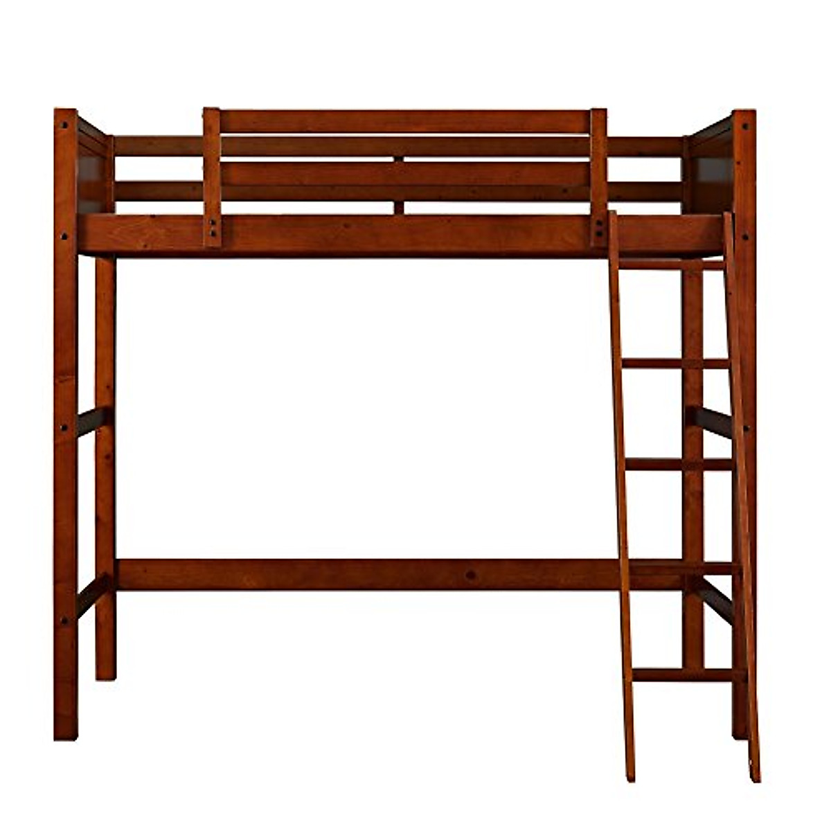 DHP Moon Bay Kids Wooden Loft Bed with Ladder, Twin, Walnut