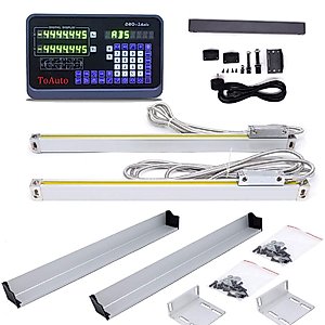 TOAUTO 12' '& 40'' 2 Axis DRO Digital Readout Linear Scale 300mm+1000mm Linear Encoder for Milling Lathe Machine