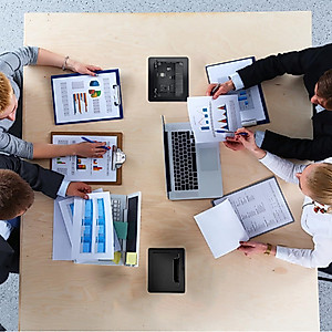 Tabletop Brush Flip Connectivity Box with 2 AC Power + 2 USB Charger + HDMI + 1 3.5mm Audio + USB-C Data + RJ45(cat6) for Conference Room (Black)