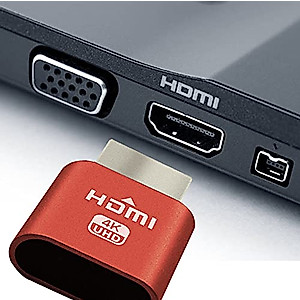 Red 3Pack-4K HDMI Virtual Plug high Resolution Virtual Display, 2021 New Generation Headless Display Adapter, Support up to 3840x2160 @ 60Hz and 1080 @ 120Hz DVI EDID Emulator