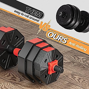 BIERDORF Professional Grade Adjustable Weights Dumbbells Set of 2 Weight Set for Home Gym 3 In 1 Used as Barbell, Dumbbell, Push up Bars 40LB Free Weights Dumbbells Set for Women and Men