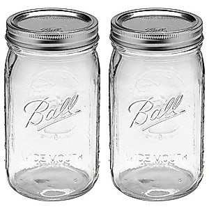 Ball Wide Mouth 32-Ounces Quart Mason Jars with Lids and Bands, Set of 2