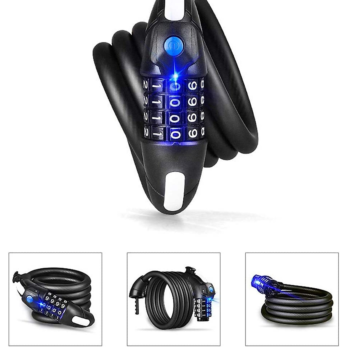 bicycle locks heavy duty anti theft Bike Lock Bike Lock 4 Digit Code Combination Bicycle Security Anti-theft Cycling Bicycle Lock With Lock Holder LED Light, For Cycles Bicycles Motorcycles Scooters S