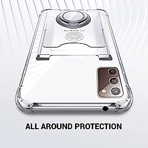 Shields Up for Galaxy Note 20 Case, Samsung Note 20 Case, Minimalist Wallet Case with Card Holder [3 Cards] & Ring Stand, [Drop Protection] Slim Protective Cover for Samsung Galaxy Note 20 5G - Clear