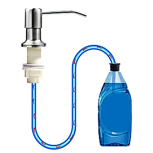 Sink Soap Dispenser Extension Tube kit with Upgraded Check Valve, 47” Silicone Tube, Not Easy to Bend, Stopper Cap to Fit Most Soap Containers, No Need to Fill The Little Bottle Again