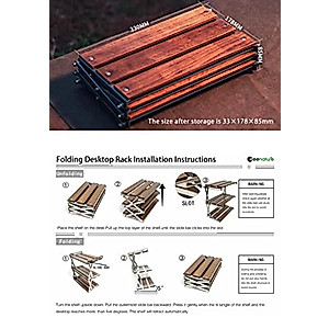 Keenature Black Walnut Camping Table Shelf Portable for Picnic,Camp,Beach,Fishing,Hiking,BBQ,Parties or Outdoor Activities