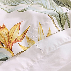 Tommy Bahama - Queen Duvet Cover Set, Cotton Bedding with Matching Shams & Button Closure, All Season Home Decor (Birds of Paradise Off-White, Queen)