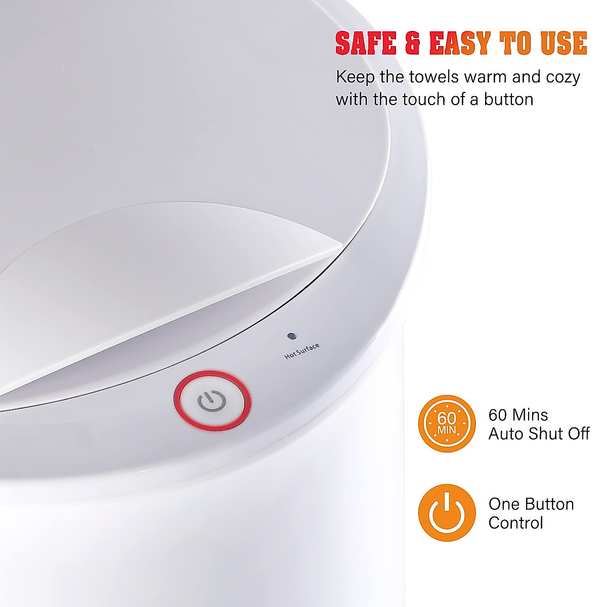 TCFUNDY Towel Warmer Bucket, Large Towel Warmers for Bathroom, Flip-lid Towel Heater, Auto Shut Off, Hot Towel Warmer in 10 Minutes for Towels, Blankets, Bathrobes, 20L