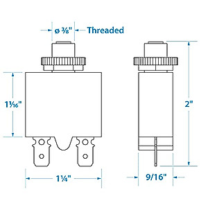 SEACHOICE 13131 Push Button Circuit Breaker 15A, Black
