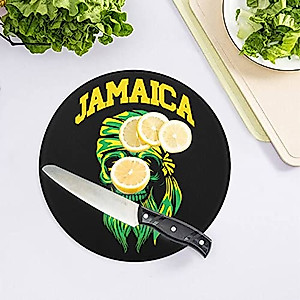 Flag of Jamaica Printed Round Cutting Board Glass Chopping Blocks Mats Food Tray for Home Kitchen Decoration