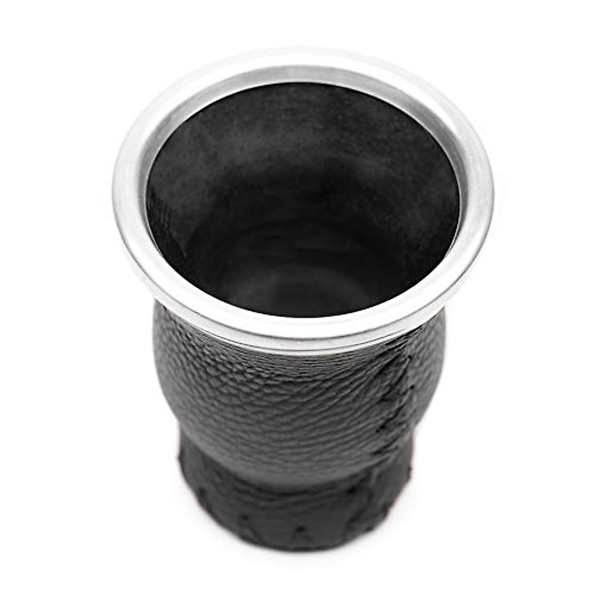 BALIBETOV [New Leather & Glass Yerba Mate Gourd Set (Mate Cup) with Yerba Mate Bombilla (Straw) (Black)