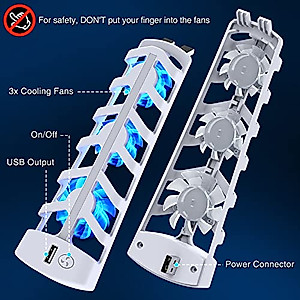 EXTREMECOOL PS5 Cooling Fan, PS5 Accessories PS5 Cooler with 3 High-Speed Cooling Fans (5000RPM) and Cool LED Light, PS5 Fan Cooling Fan Come with USB Port for Sony PS5 Digital/Disc Edition